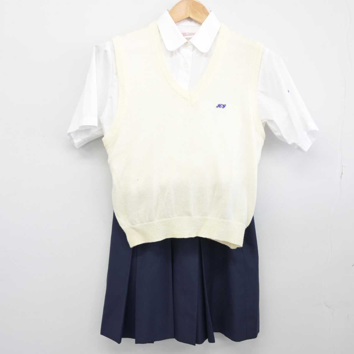【中古】神奈川県 平塚学園高等学校 女子制服 3点（シャツ・スカート・ニットベスト）sf032950 中古制服通販パレイド