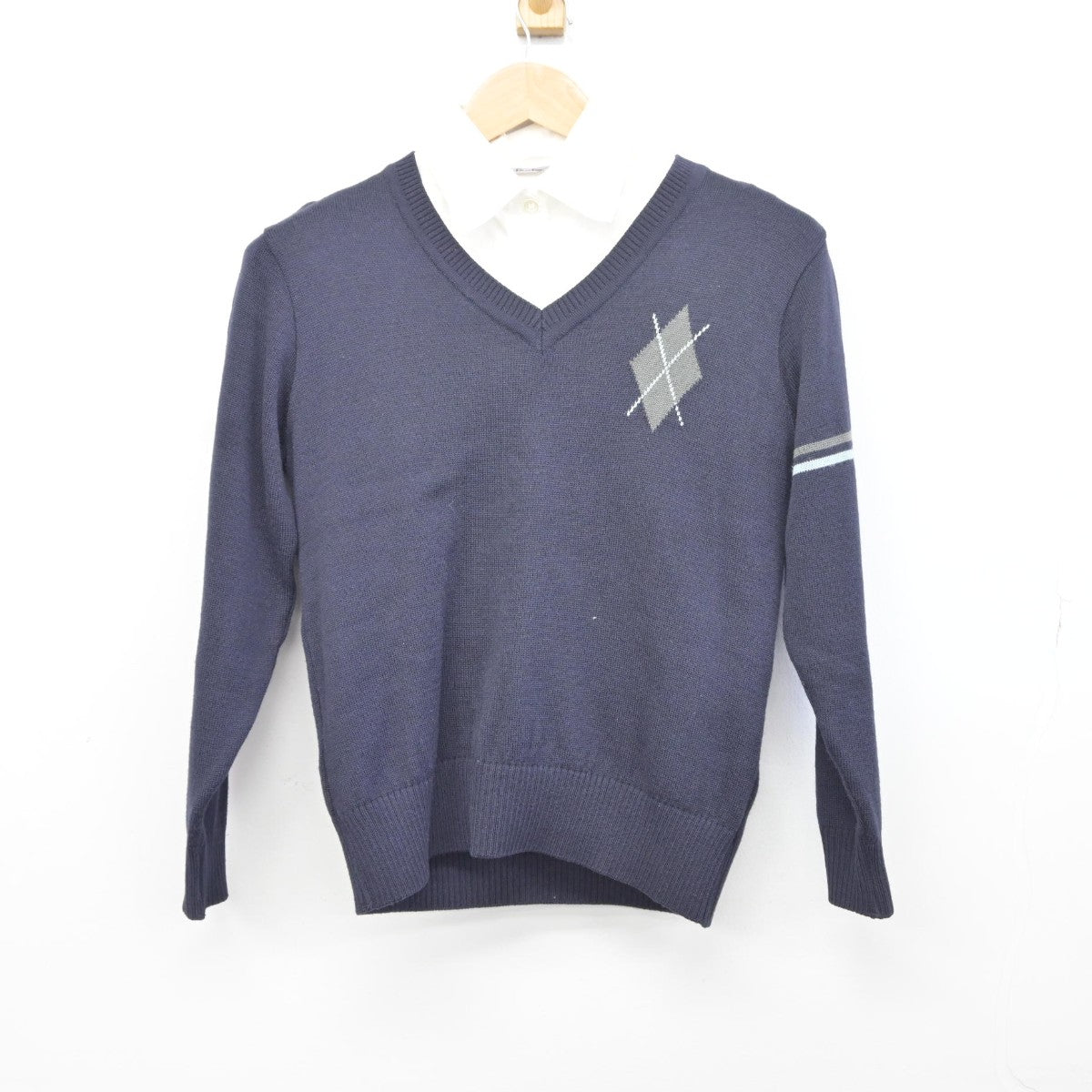 【中古】東京都 麹町学園女子中学校 女子制服 3点（ニット・シャツ）sf034667 中古制服通販パレイド
