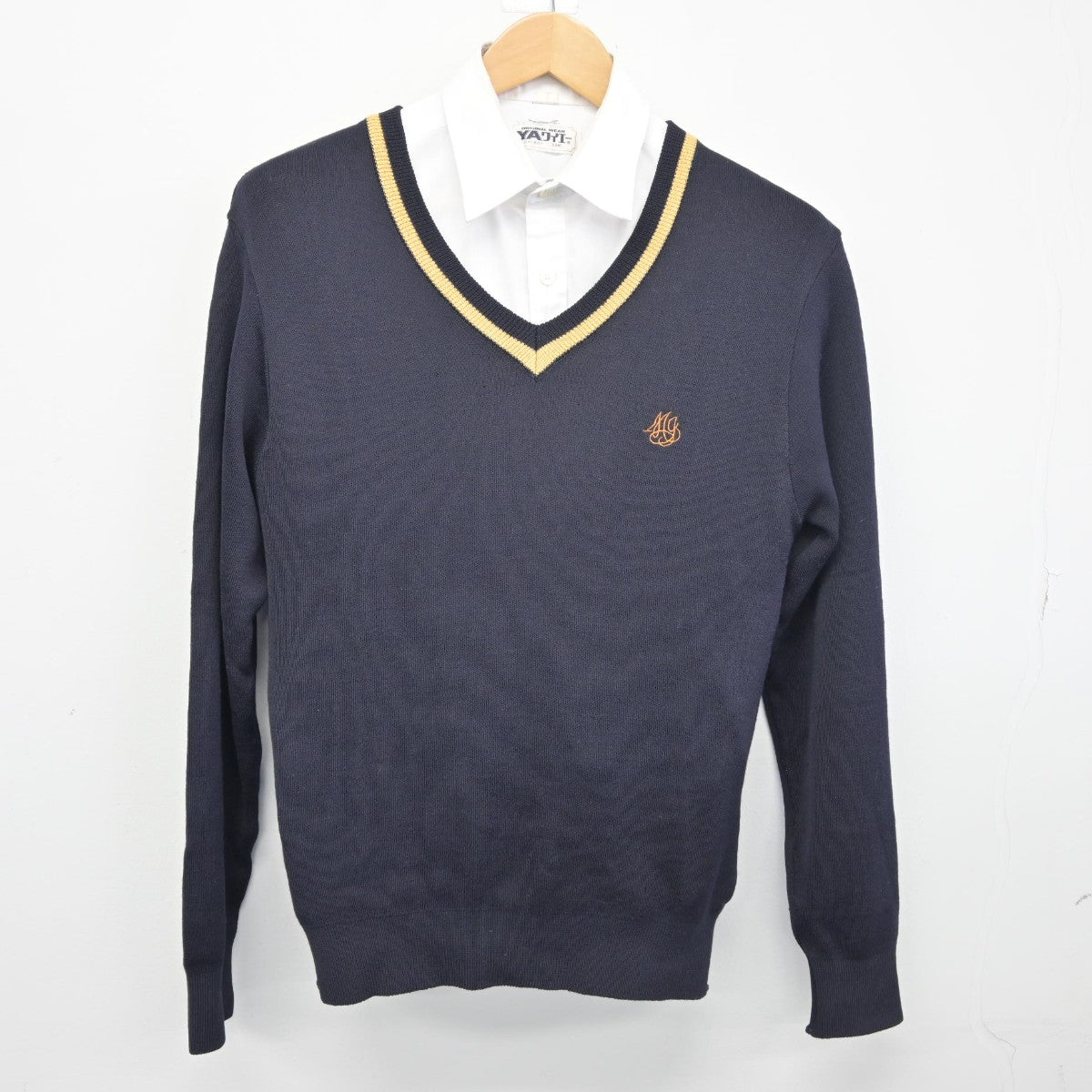 【中古】静岡県 藤枝明誠高等学校 男子制服 2点（ニット・シャツ）sf034760 中古制服通販パレイド