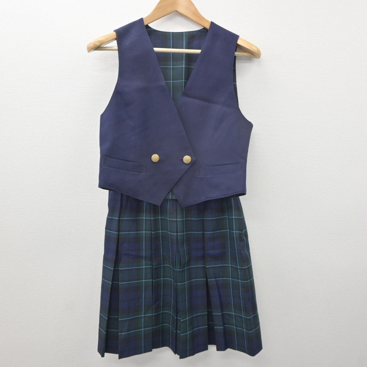 【中古】埼玉県 山村国際高等学校 女子制服 3点（ベスト・スカート）sf035128 中古制服通販パレイド