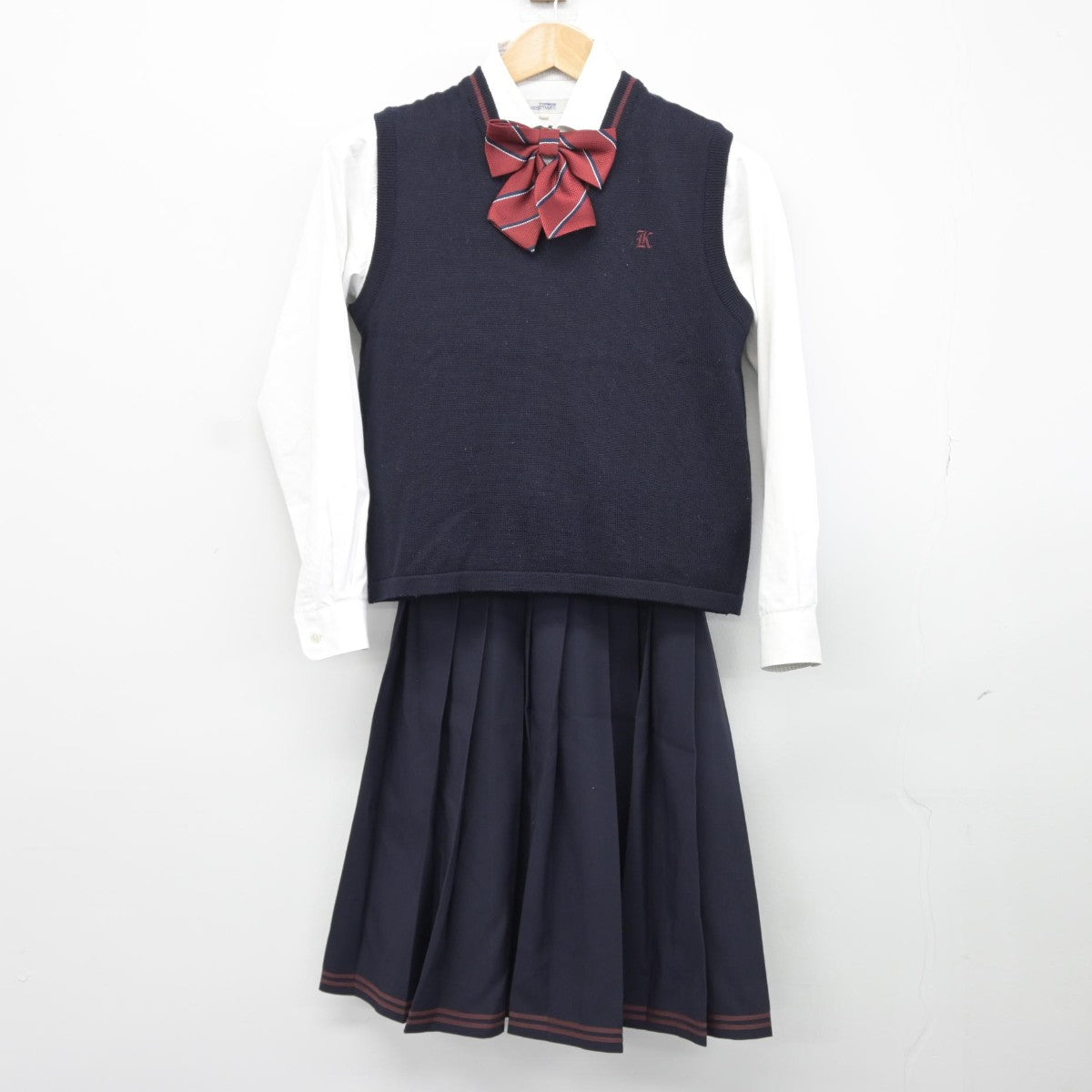 【中古】静岡県 浜松開誠館高等学校 女子制服 5点（ニットベスト・シャツ・スカート）sf036117 中古制服通販パレイド