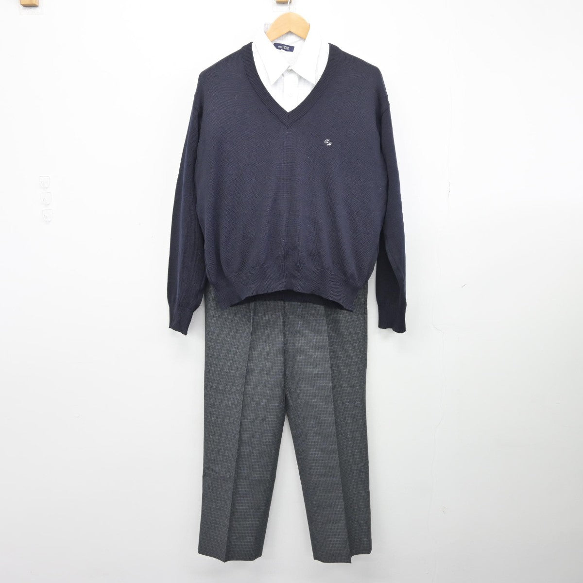 【中古】千葉県 銚子高等学校 男子制服 3点（シャツ・ニット・ズボン）sf038788 中古制服通販パレイド