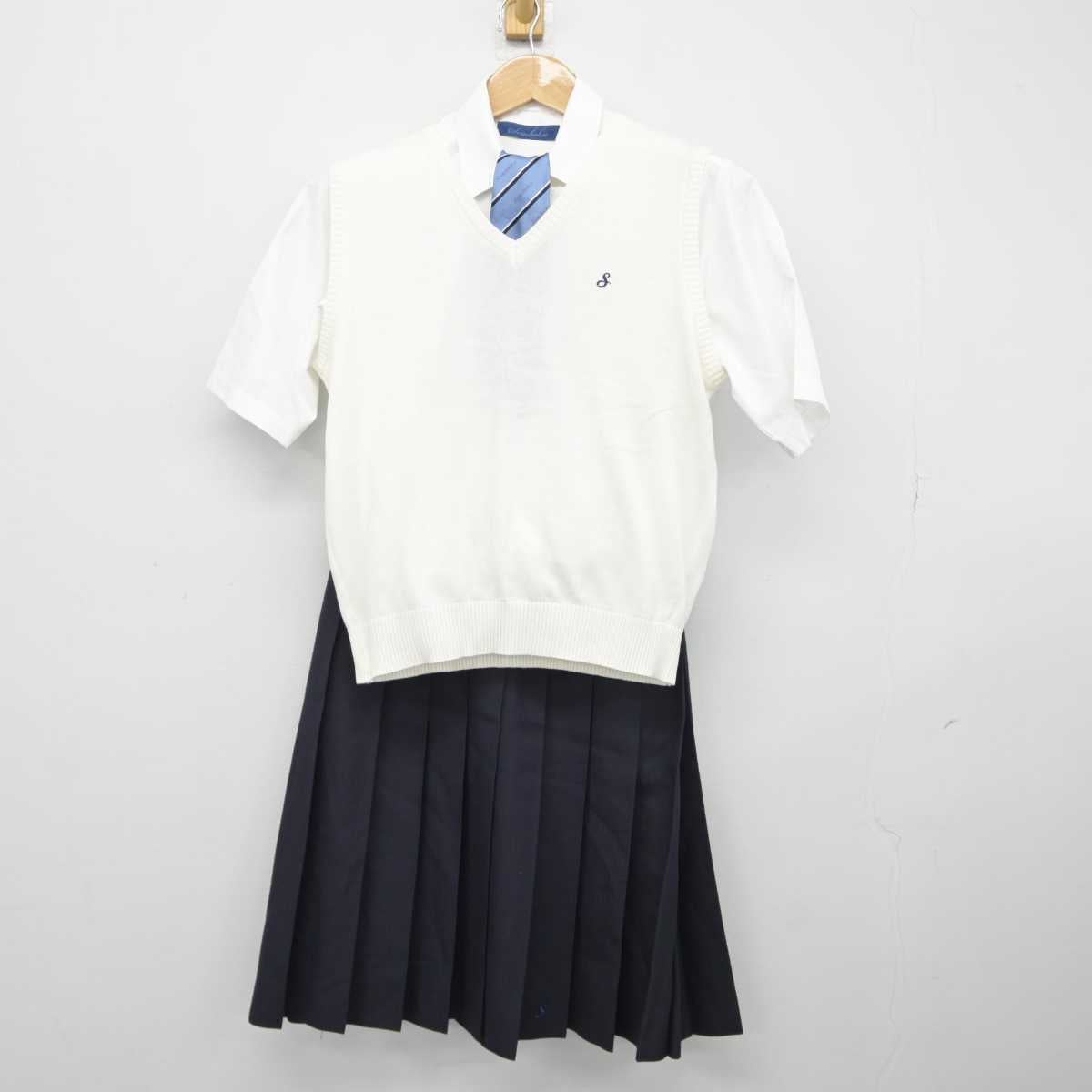 【中古】大阪府 泉北高等学校 女子制服 4点（ニットベスト・シャツ・スカート）sf039575 中古制服通販パレイド