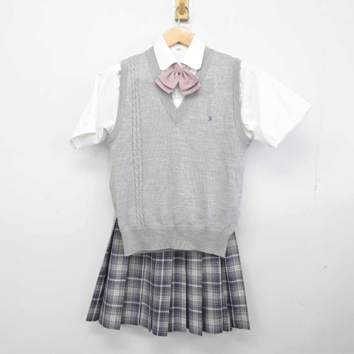 【中古】東京都 白梅学園高等学校 女子制服 5点（ニットベスト・シャツ・スカート）sf039657 中古制服通販パレイド