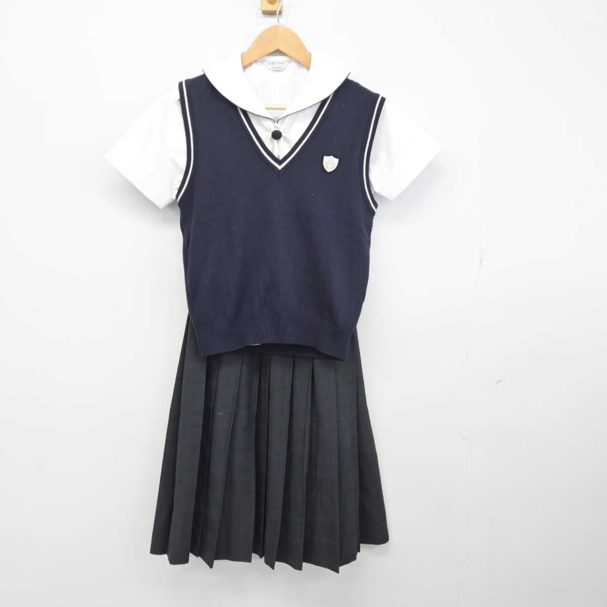 【中古】兵庫県 親和女子高等学校 女子制服 4点(ニットベスト・シャツ・スカート)sf039725 中古制服通販パレイド
