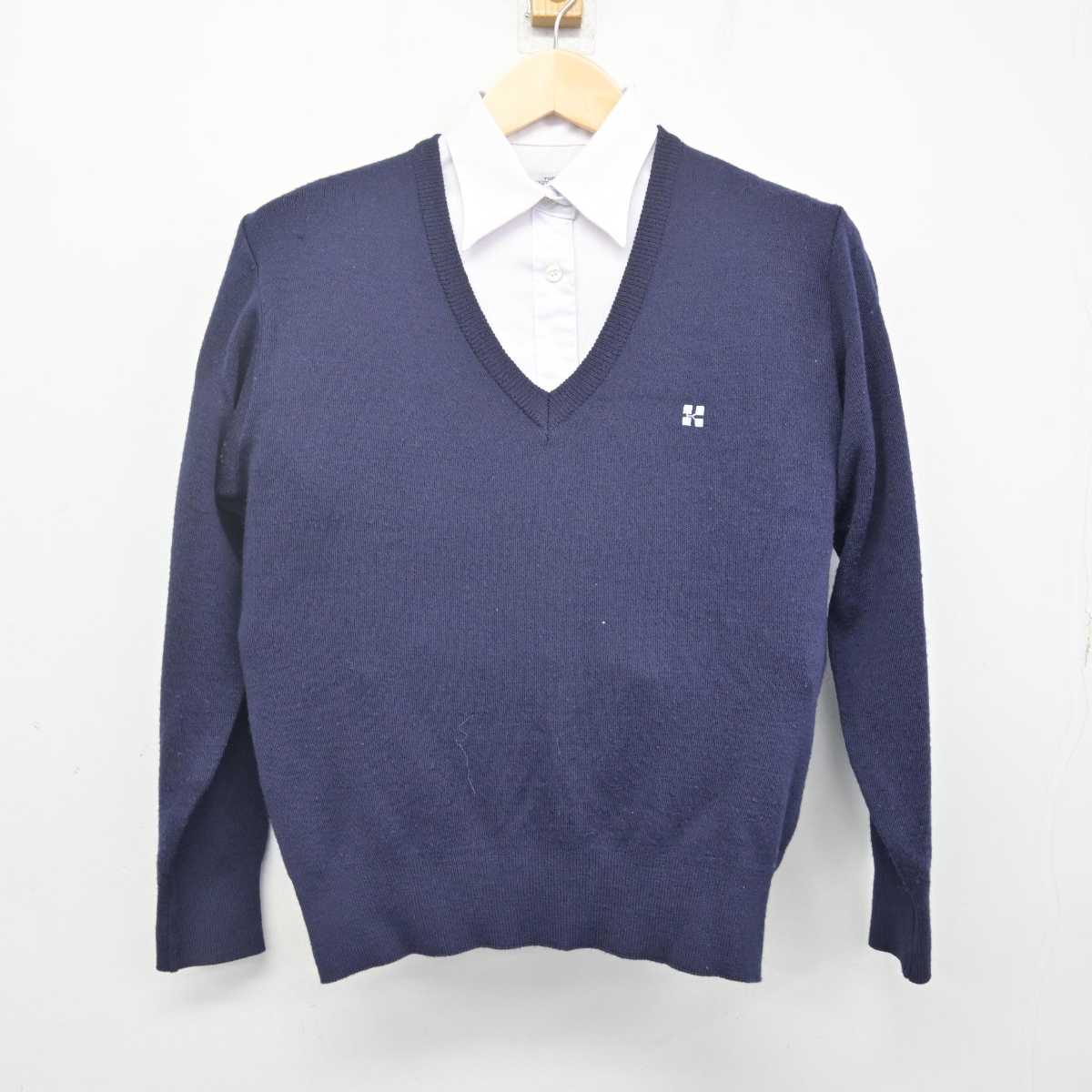 【中古】東京都 かえつ有明中・高等学校 女子制服 3点 (ニット・シャツ) sf070545 | 中古制服通販パレイド